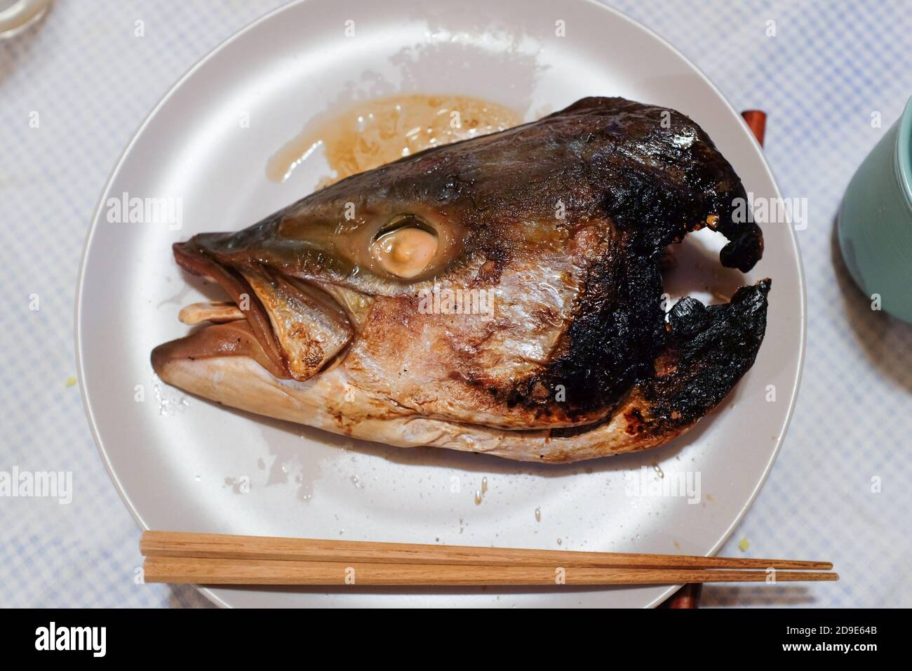 Head of a Japanese amberjack (buri) fish Stock Photo - Alamy