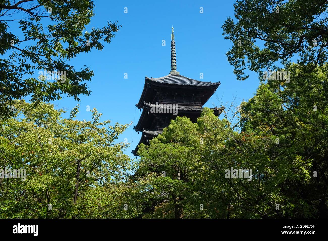 The five-storied pagoda at Toji temple in Kyoto, Japan. Standing at a ...