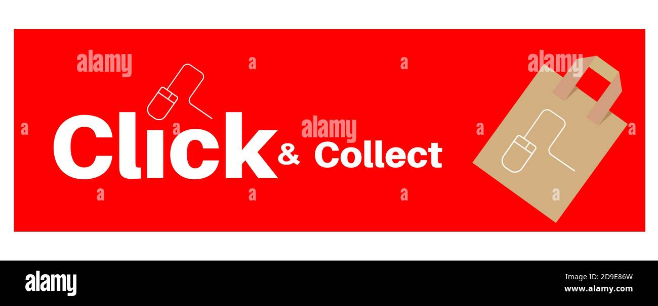 Click and collect internet shopping concept vector on a white ...