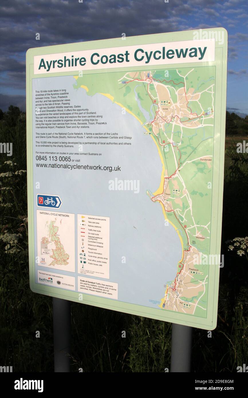 Ayrshire Coastal Cycleway Sign Stock Photo - Alamy