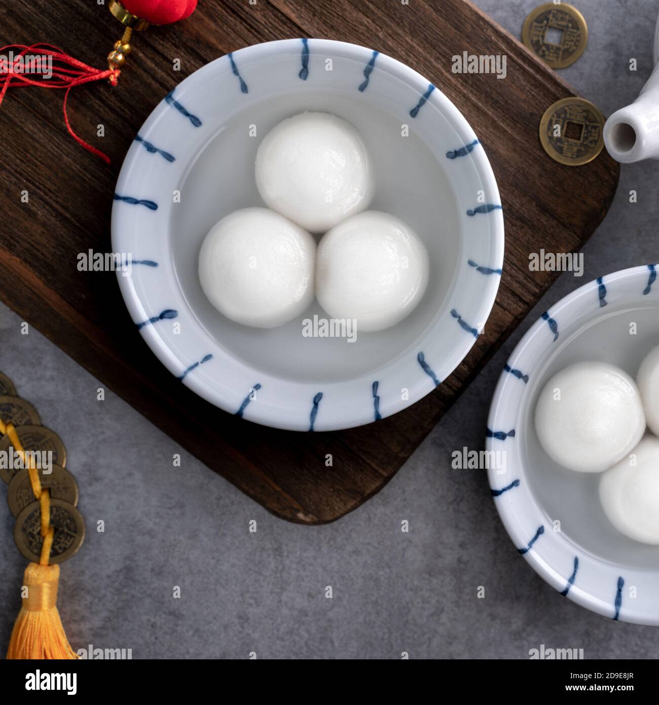 Top view of big tangyuan yuanxiao (yuan xiao tang yuan, glutinous rice ...