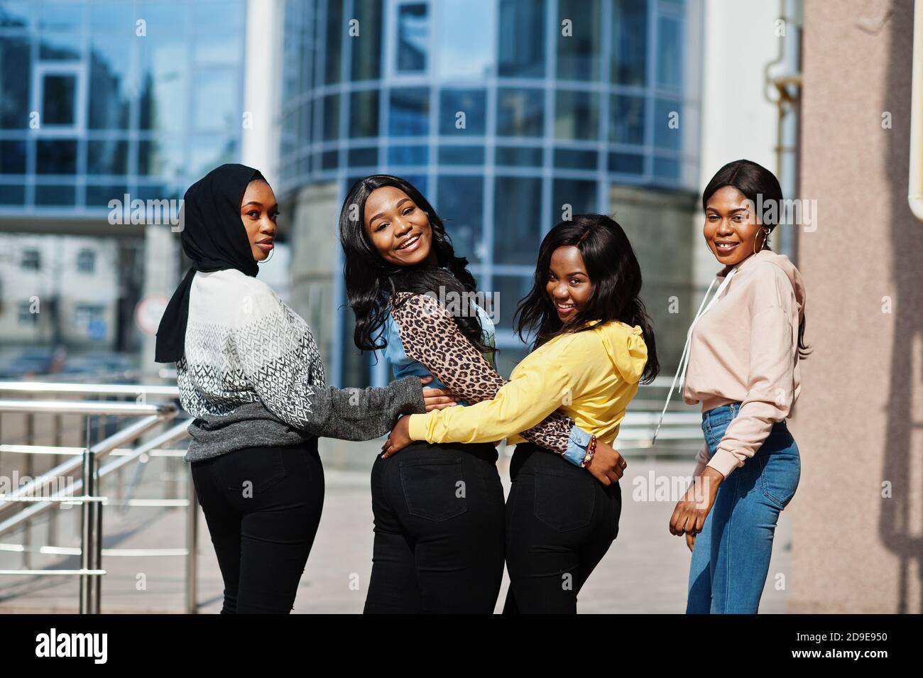 Four Young College African American Woman Friends Spend Time Together