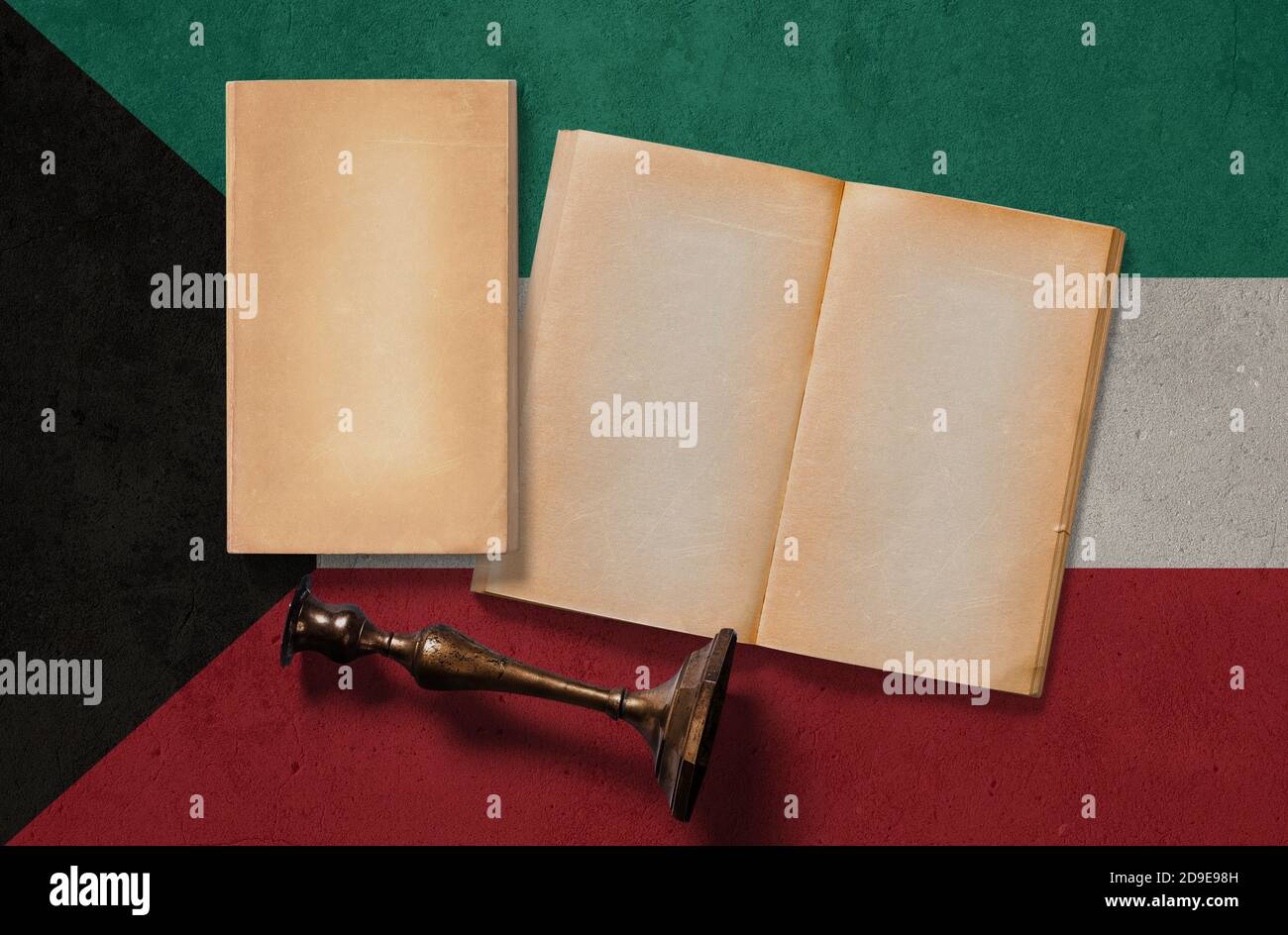 Kuwait vintage historical concept. Retro craft papers and old wooden ...