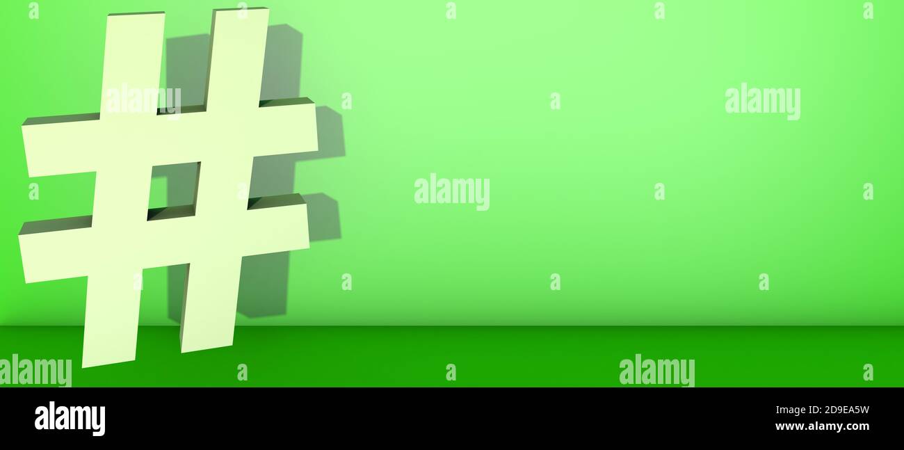 Hash symbol on green background. 3d illustration Stock Photo - Alamy