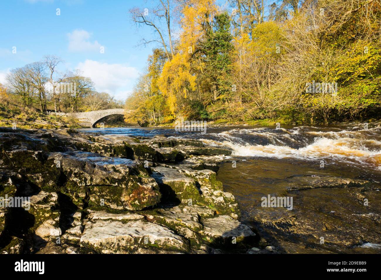 Stainforth Packhorse Bridge on the upper reaches of the River Ribble at ...