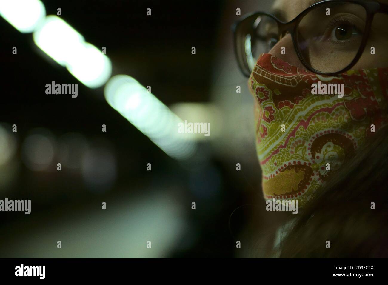 mask lady in the subway Stock Photo - Alamy