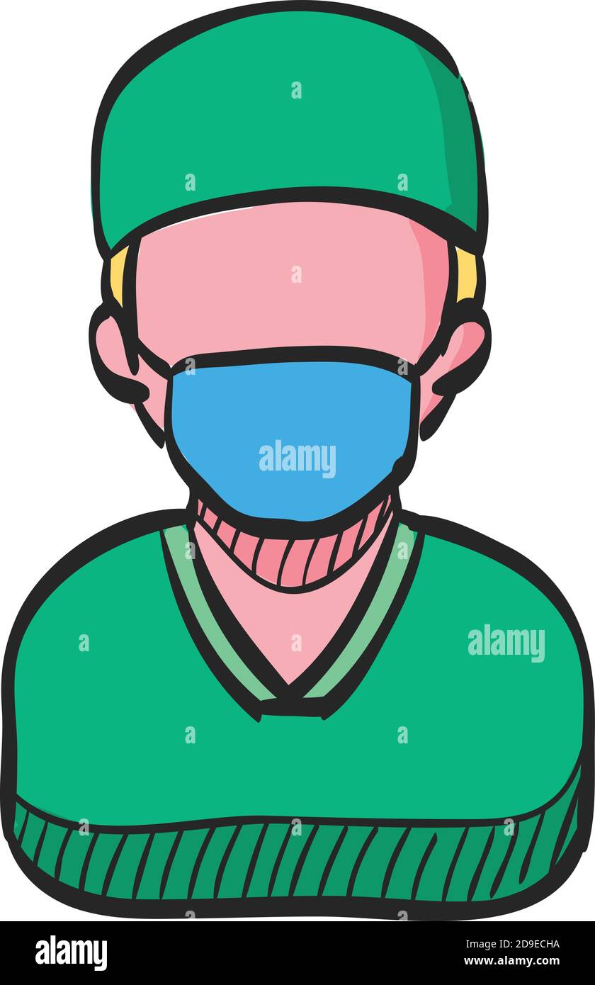Surgeon icon in color drawing. Medical surgery doctor plastic operation ...