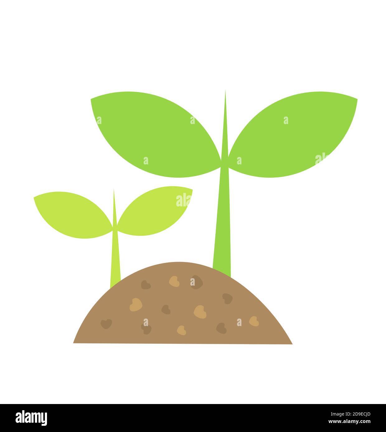 Two little plants growing in soil. Vector illustration Stock Vector ...