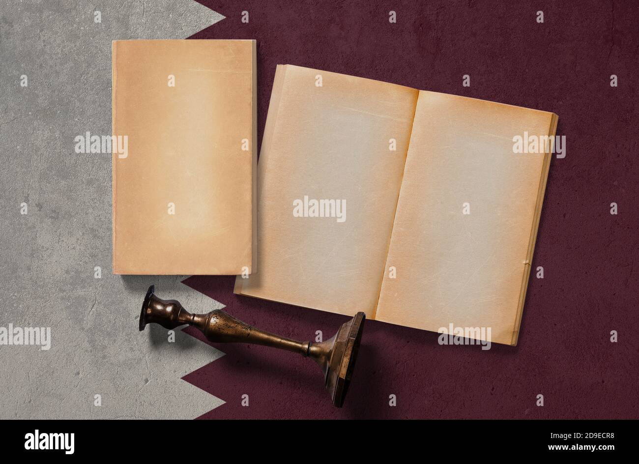 Qatar flag on old paper hi-res stock photography and images - Alamy