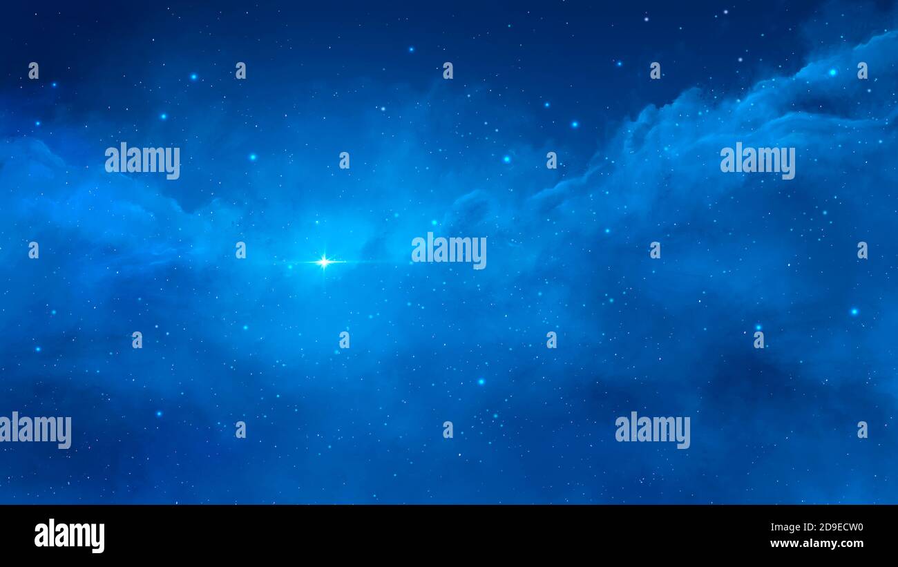 Space scene. Clear neat blue nebula with stars. Elements furnished by ...