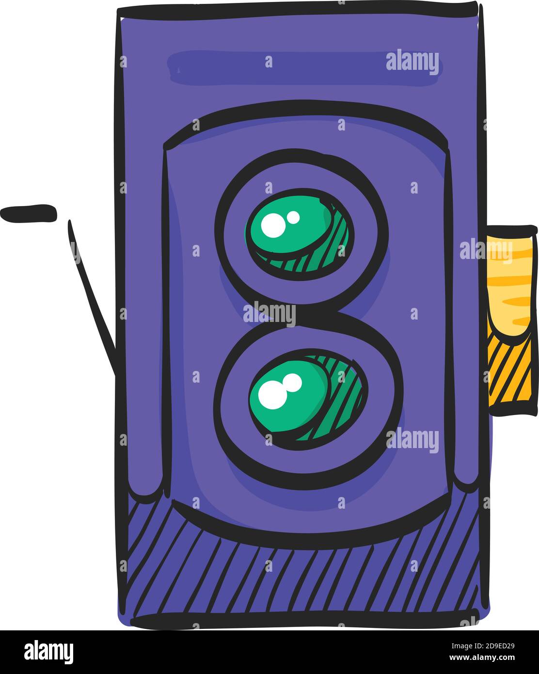 Twin lens reflex camera icon in color drawing. Vintage retro ...