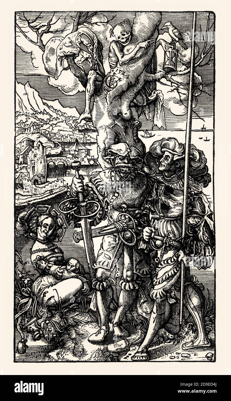 The lurking death, woodcut by Urs Graf, 1524, facsimile of the 19th ...