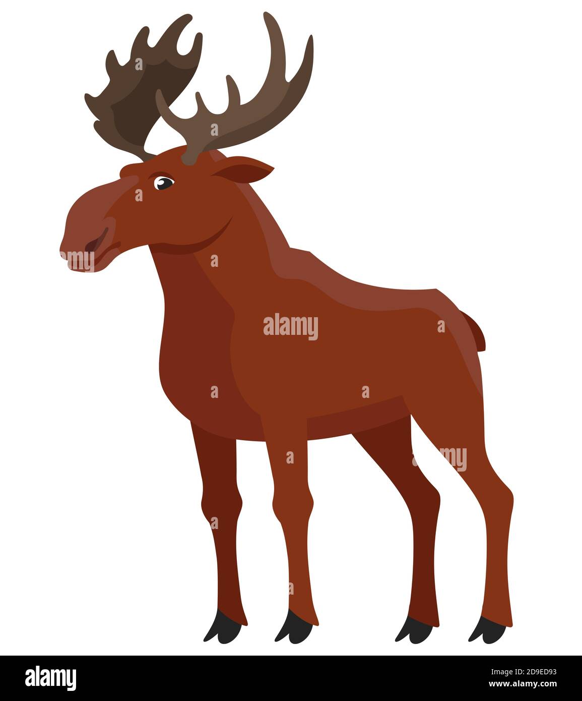 Standing elk three quarter view. Beautiful animal in cartoon style ...