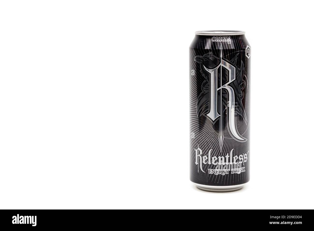 London, United Kingdom, 14th October 2020:- A Can of Relentless Origin ...