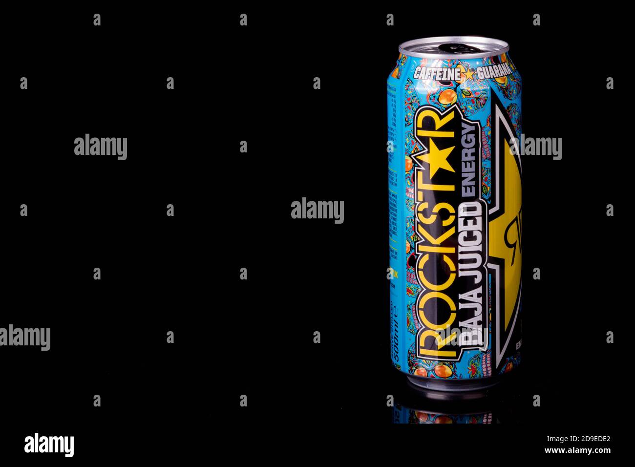 London, United Kingdom, 14th October 2020:- A can of Rockstar El Mango ...