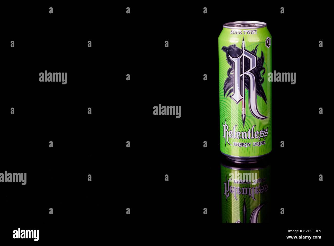 London, United Kingdom, 14th October 2020:- A can of Relentless Sour ...