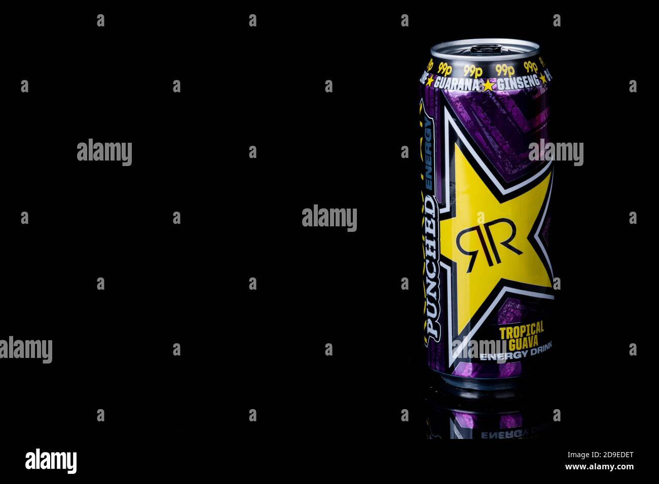 London, United Kingdom, 14th October 2020:- A can of Rockstar Tropical ...