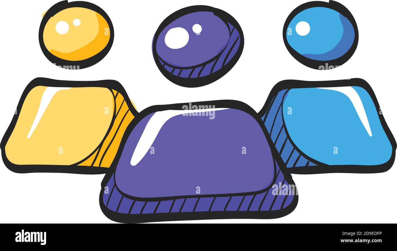 Teamwork icon in color drawing. Business communication collaboration ...