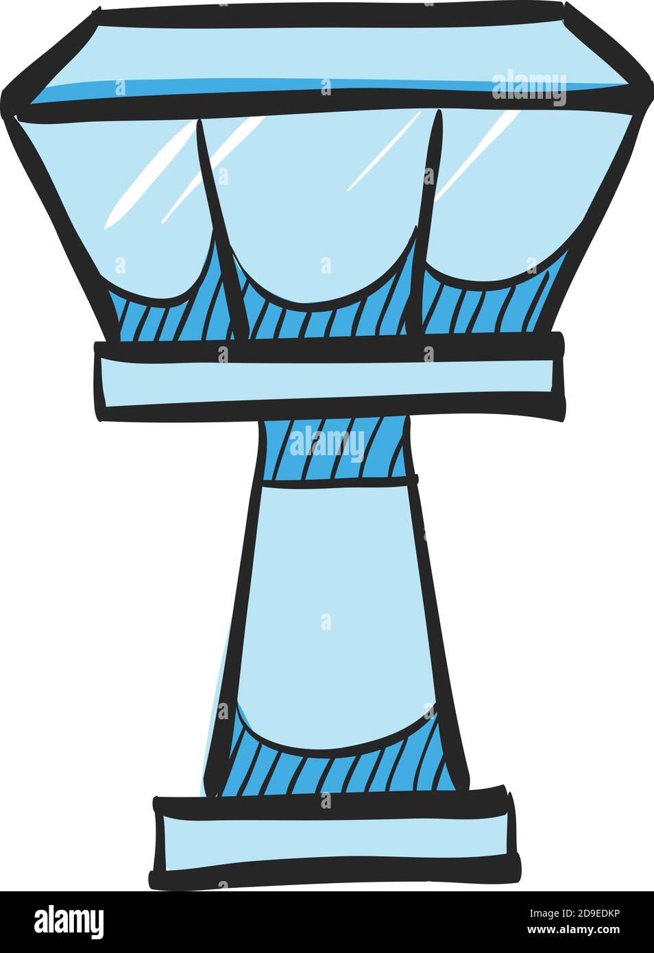 Airport tower icon in color drawing. Traffic control airplane aviation ...