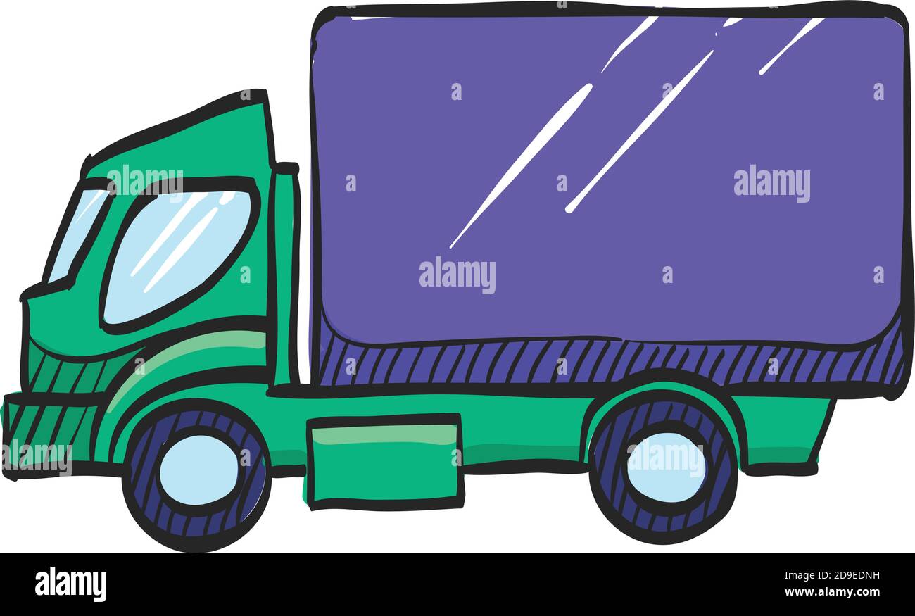 Truck icon in color drawing. Freight, transport, logistic, delivery ...