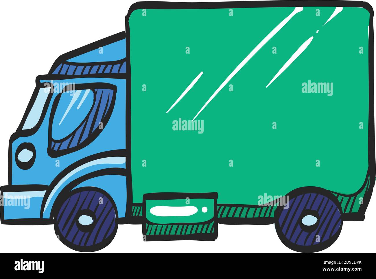 Truck icon in color drawing. Freight, transport, logistic, delivery ...
