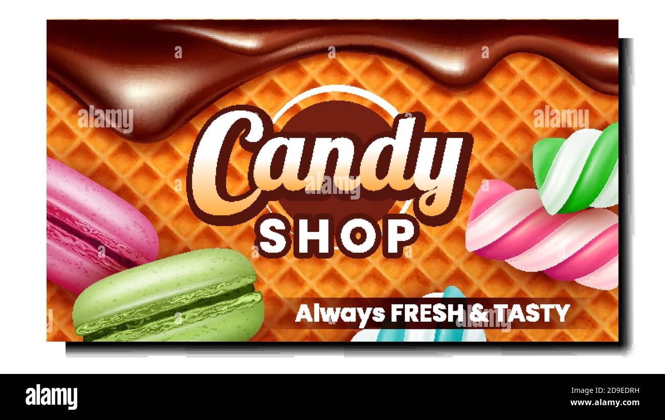 Dessert Candy Shop Creative Promo Banner Vector Stock Vector Image ...