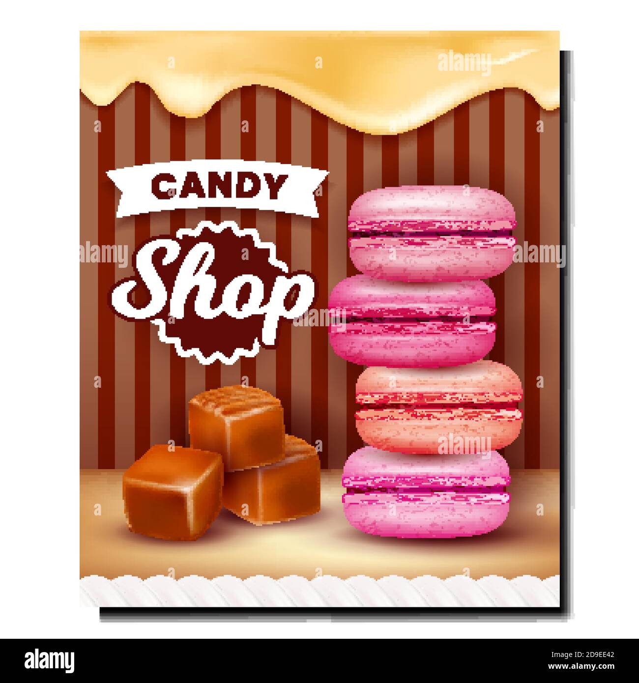 Candy Shop Delicious Dessert Promo Poster Vector Stock Vector Image ...
