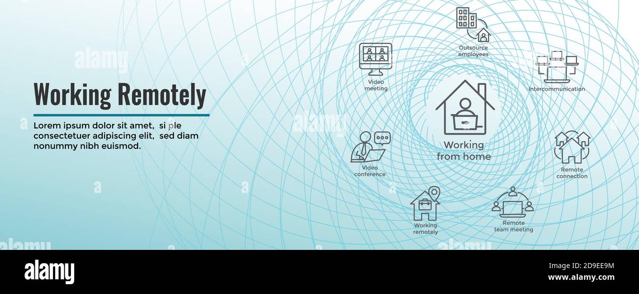 Remote work icon set & web header banner Stock Vector Image & Art - Alamy