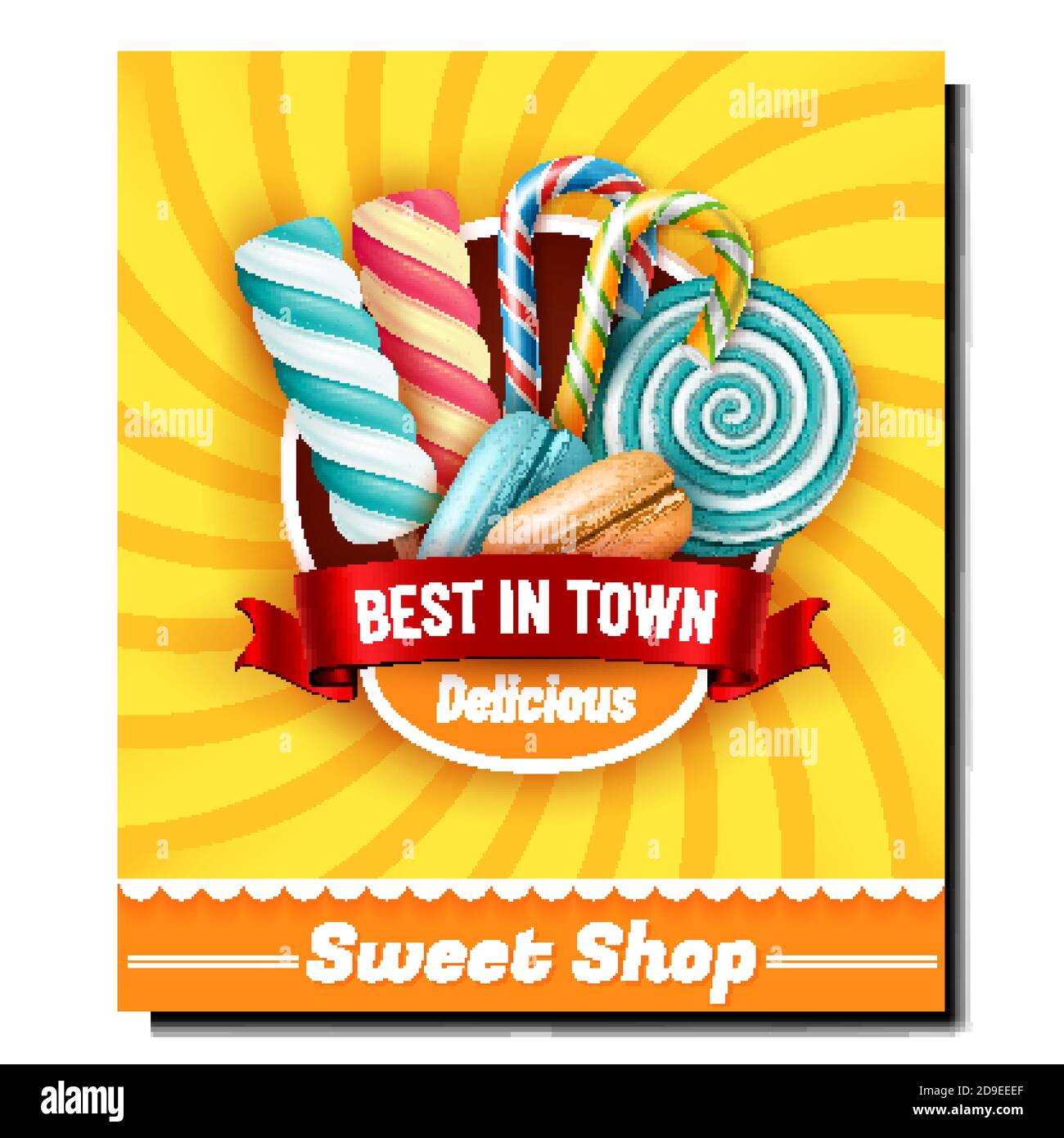 Sweet Shop Delicious Desserts Promo Banner Vector Stock Vector Image ...