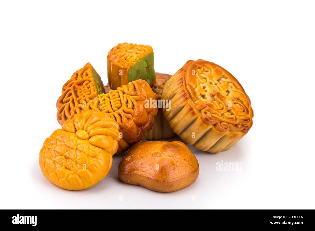 Variety of mooncakes for Chinese mid-autumn festival celebration Stock ...