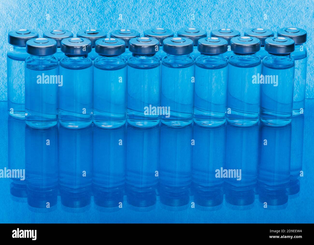 Glass medical ampoule vial for injection. Medicine is liquid sodium ...