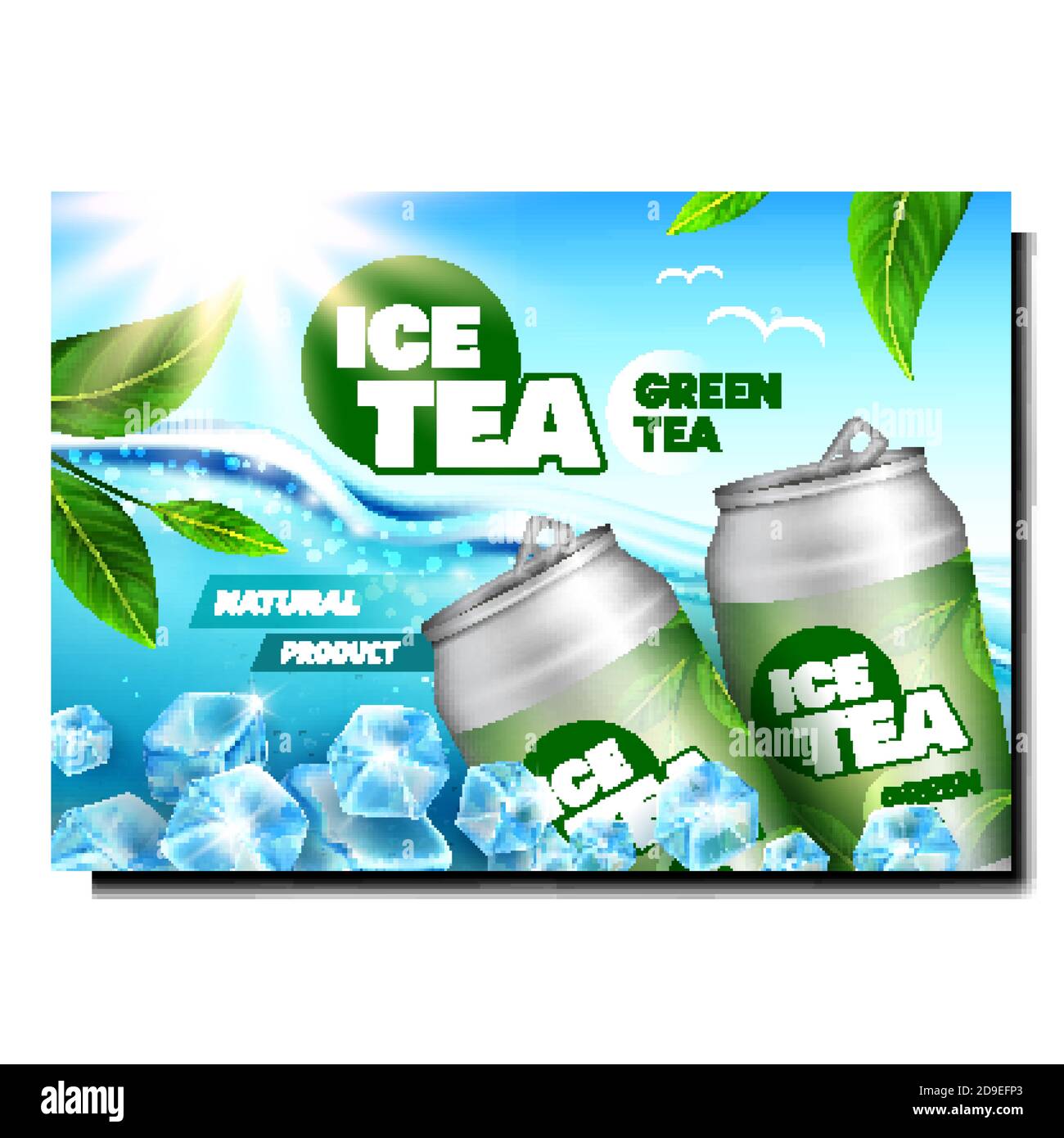 Green Tea Drink Creative Promotional Banner Vector Stock Vector Image ...