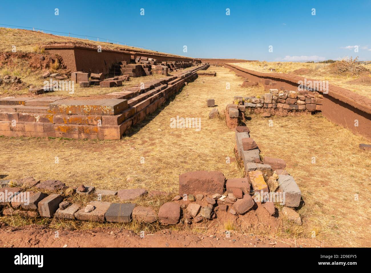 Pyramid in the archiological site of Pumapunku, Tiwanaku or Towanacu ...