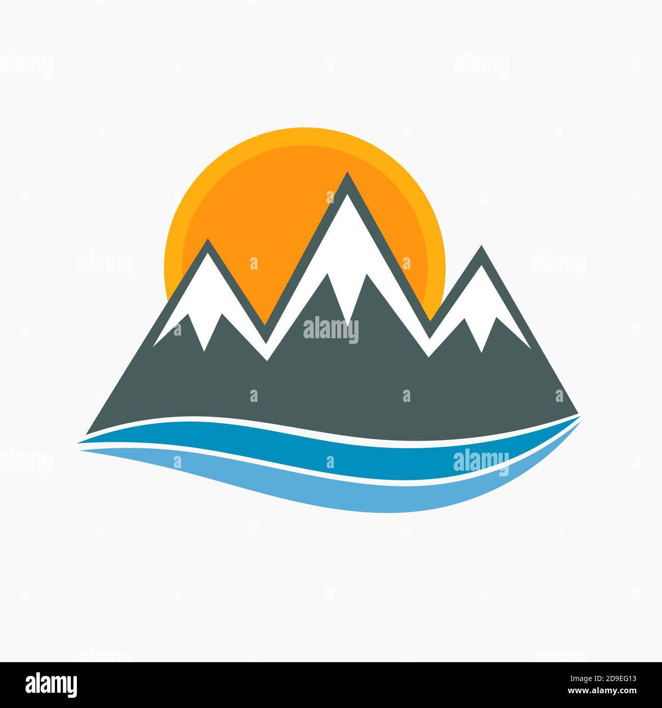 Sun over rocky mountains Stock Vector Images - Alamy