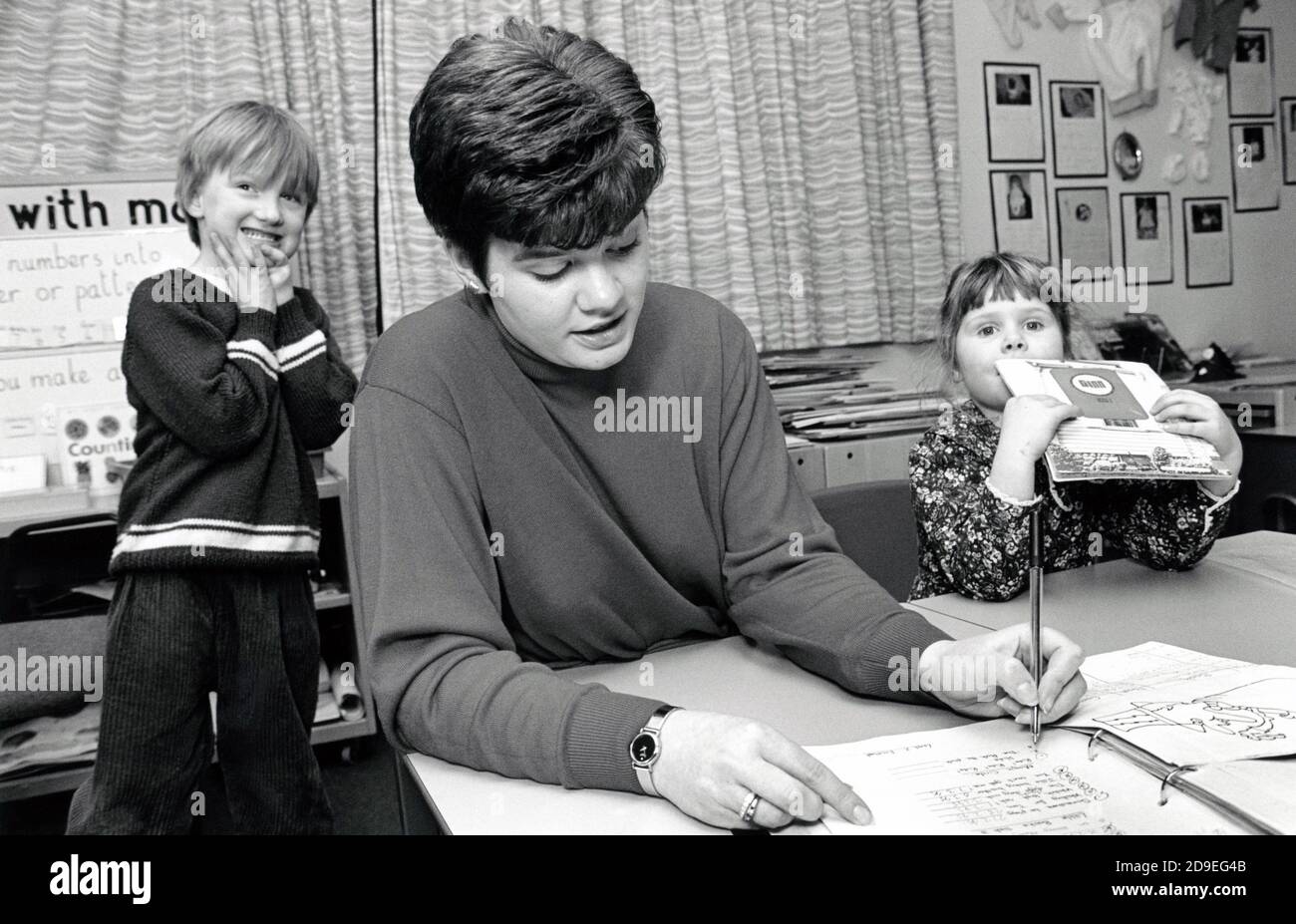 Primary school class (or home schooling) UK 1995 Stock Photo - Alamy
