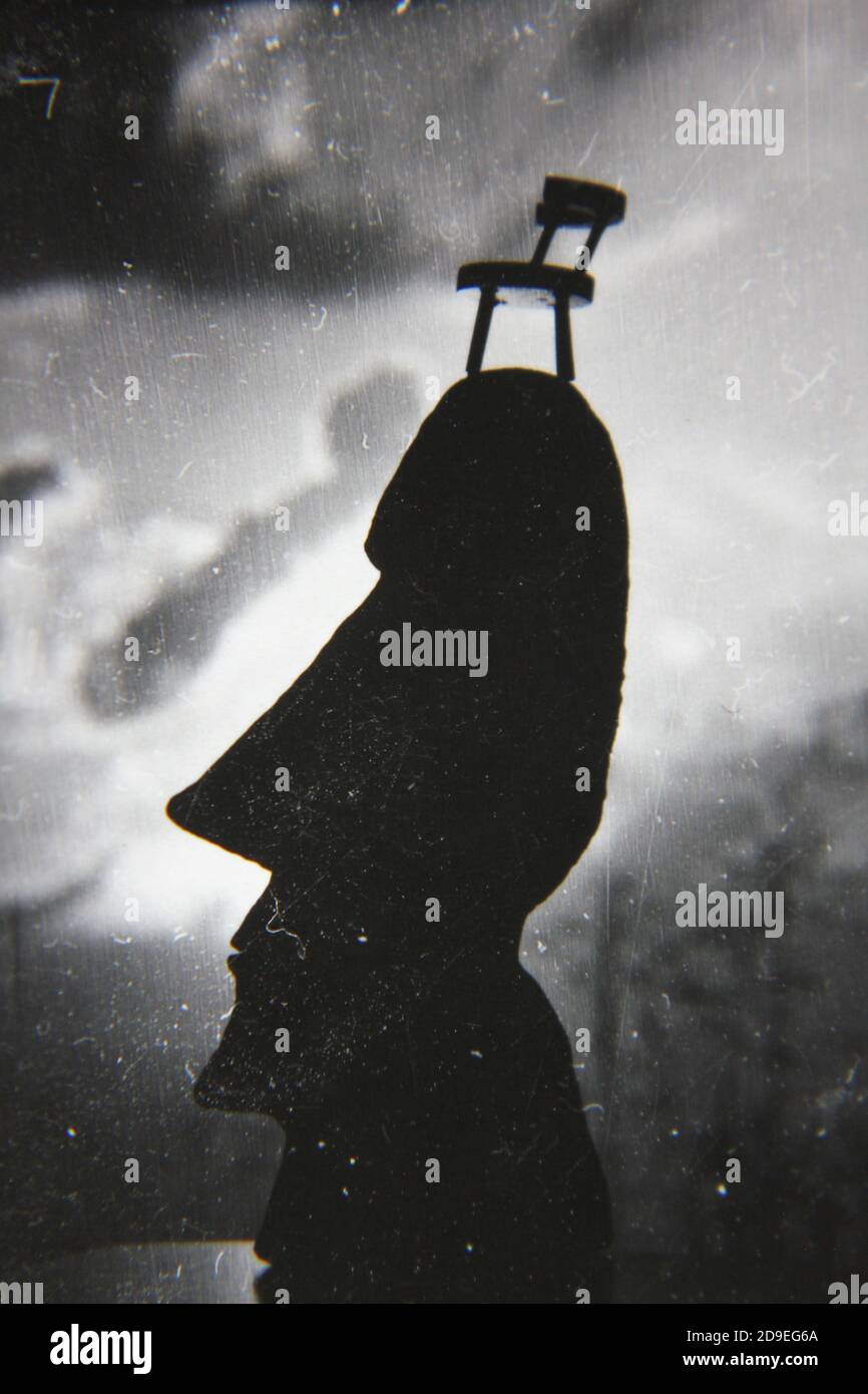 Fine 1970s vintage black and white photography of the Easter Island man ...