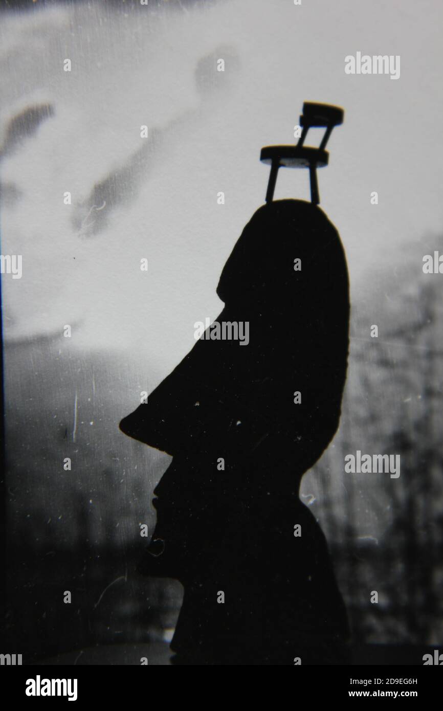 Fine 1970s vintage black and white photography of the Easter Island man ...