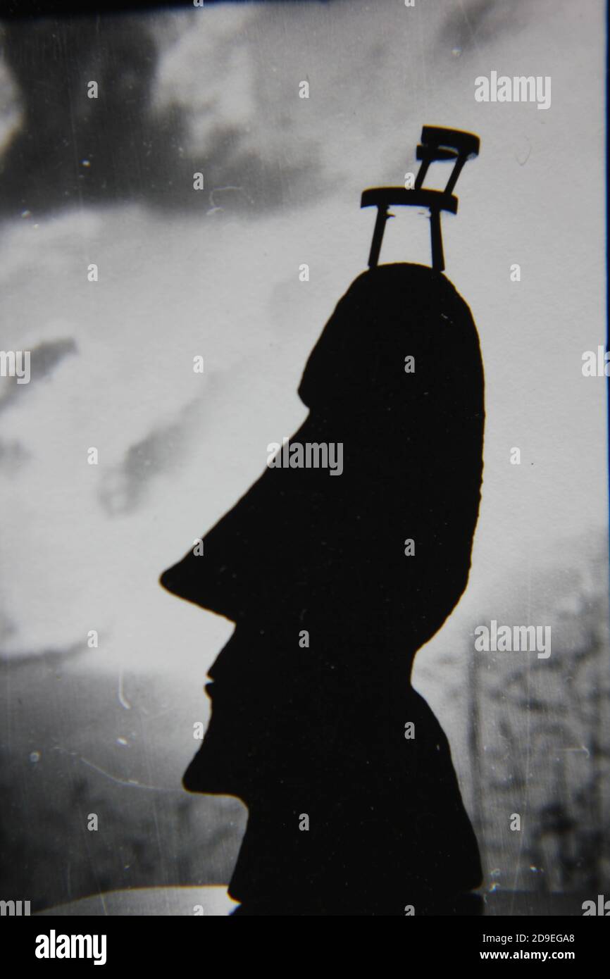 Fine 1970s vintage black and white photography of the Easter Island man ...