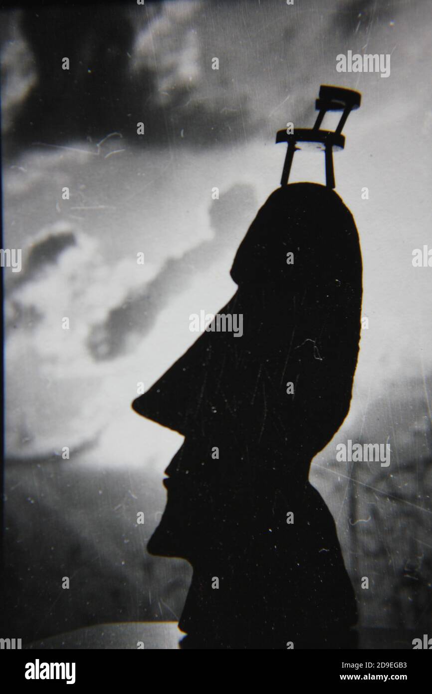 Fine 1970s vintage black and white photography of the Easter Island man ...