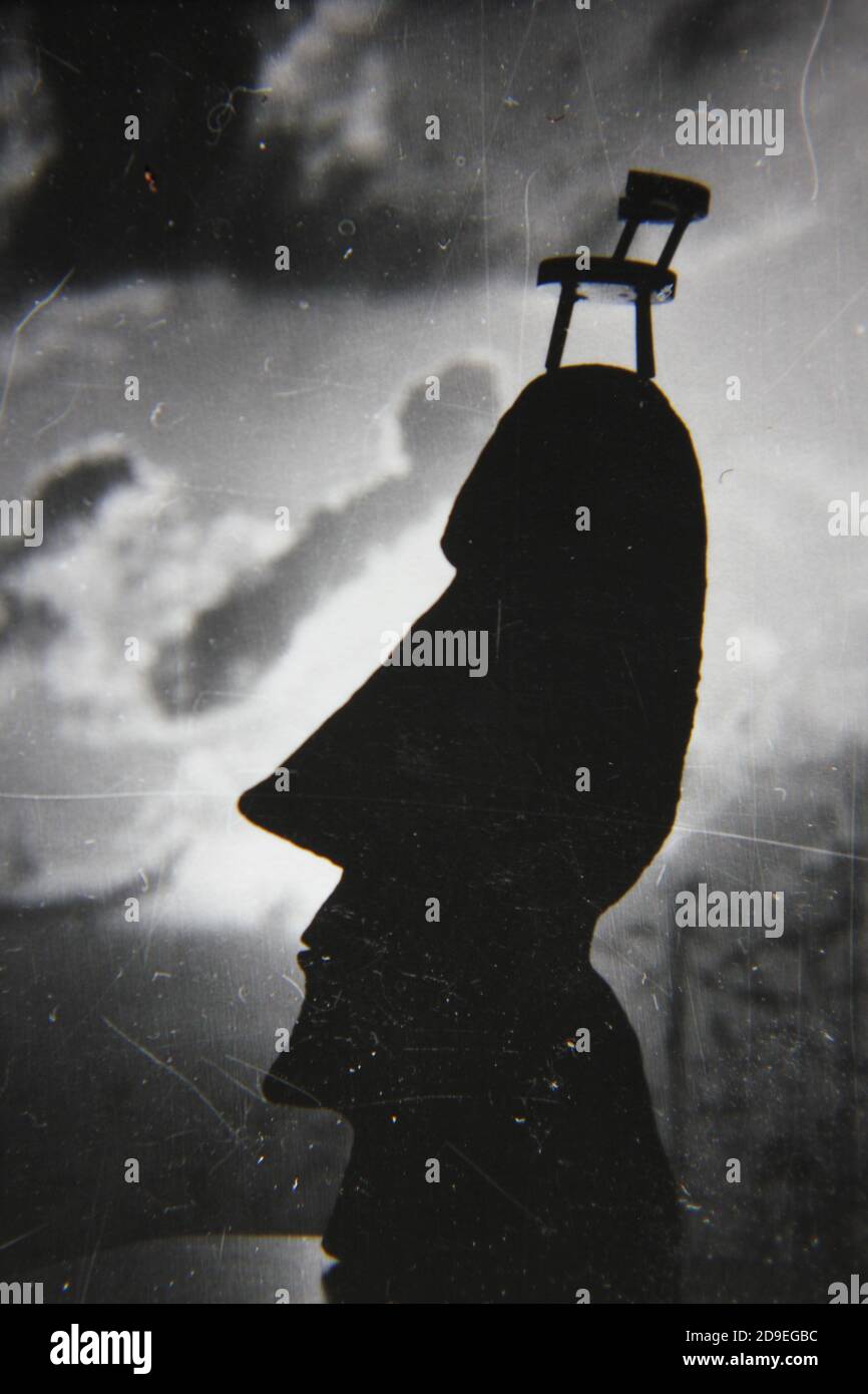 Fine 1970s vintage black and white photography of the Easter Island man ...