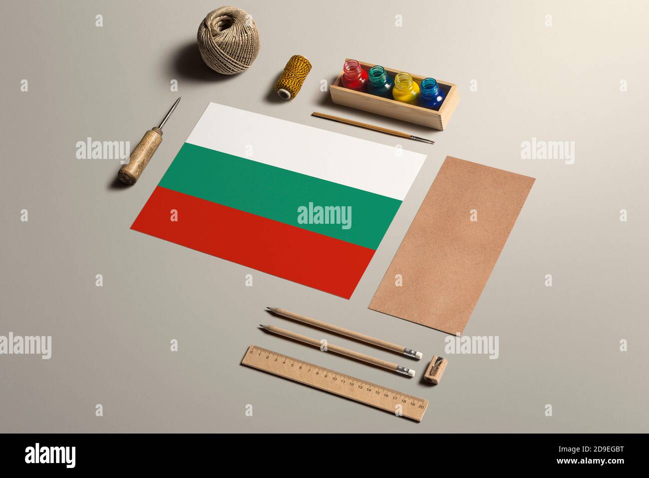 Bulgaria calligraphy concept, accessories and tools for beautiful ...