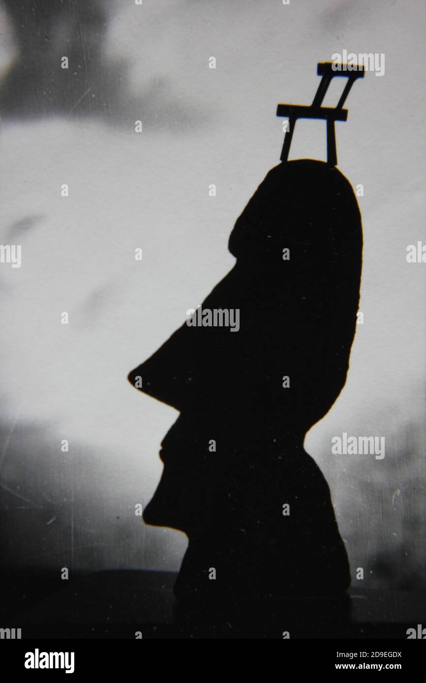 Fine 1970s vintage black and white photography of the Easter Island man ...