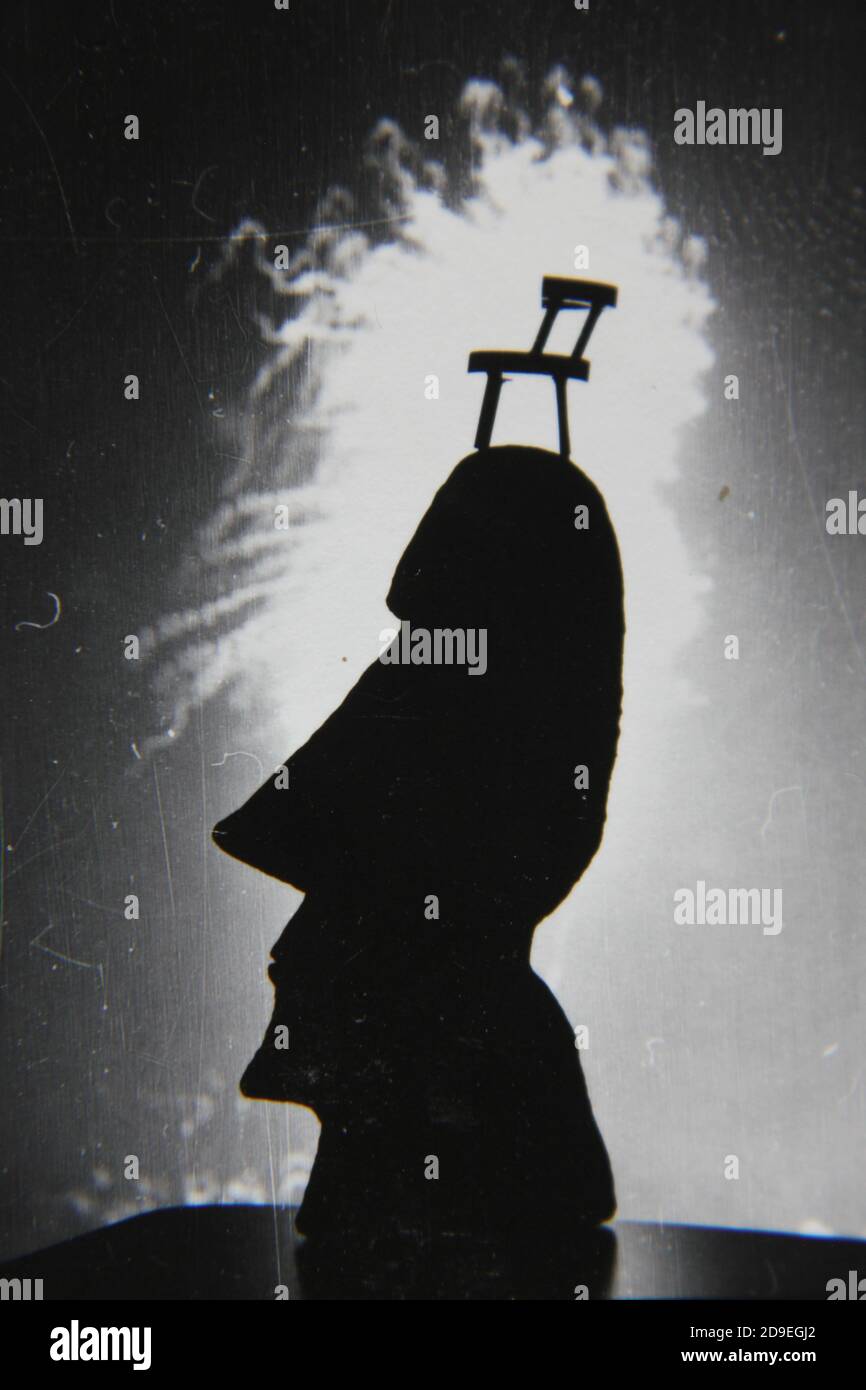 Fine 1970s vintage black and white photography of the Easter Island man ...