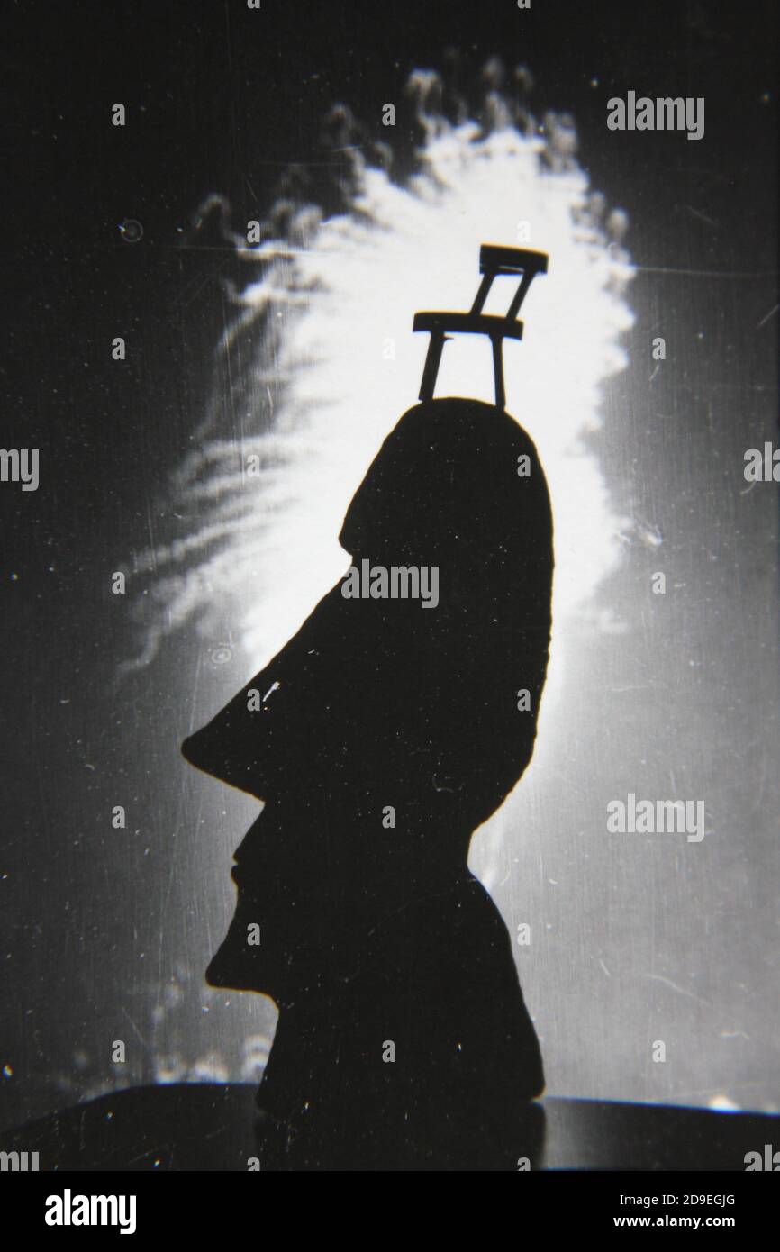 Fine 1970s vintage black and white photography of the Easter Island man ...