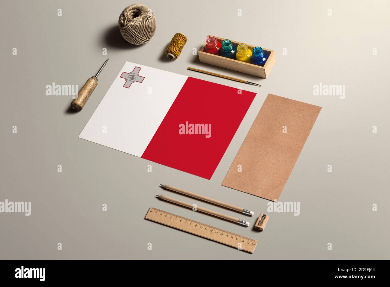 Malta calligraphy concept, accessories and tools for beautiful ...