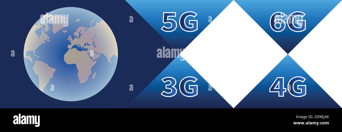 Technology banner. Globe with continents on blue background. High speed ...