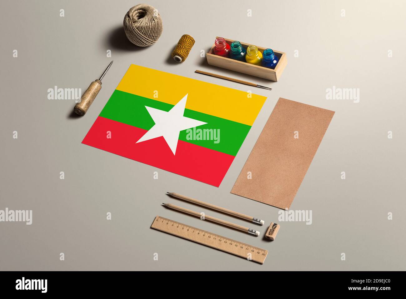 Myanmar calligraphy concept, accessories and tools for beautiful ...