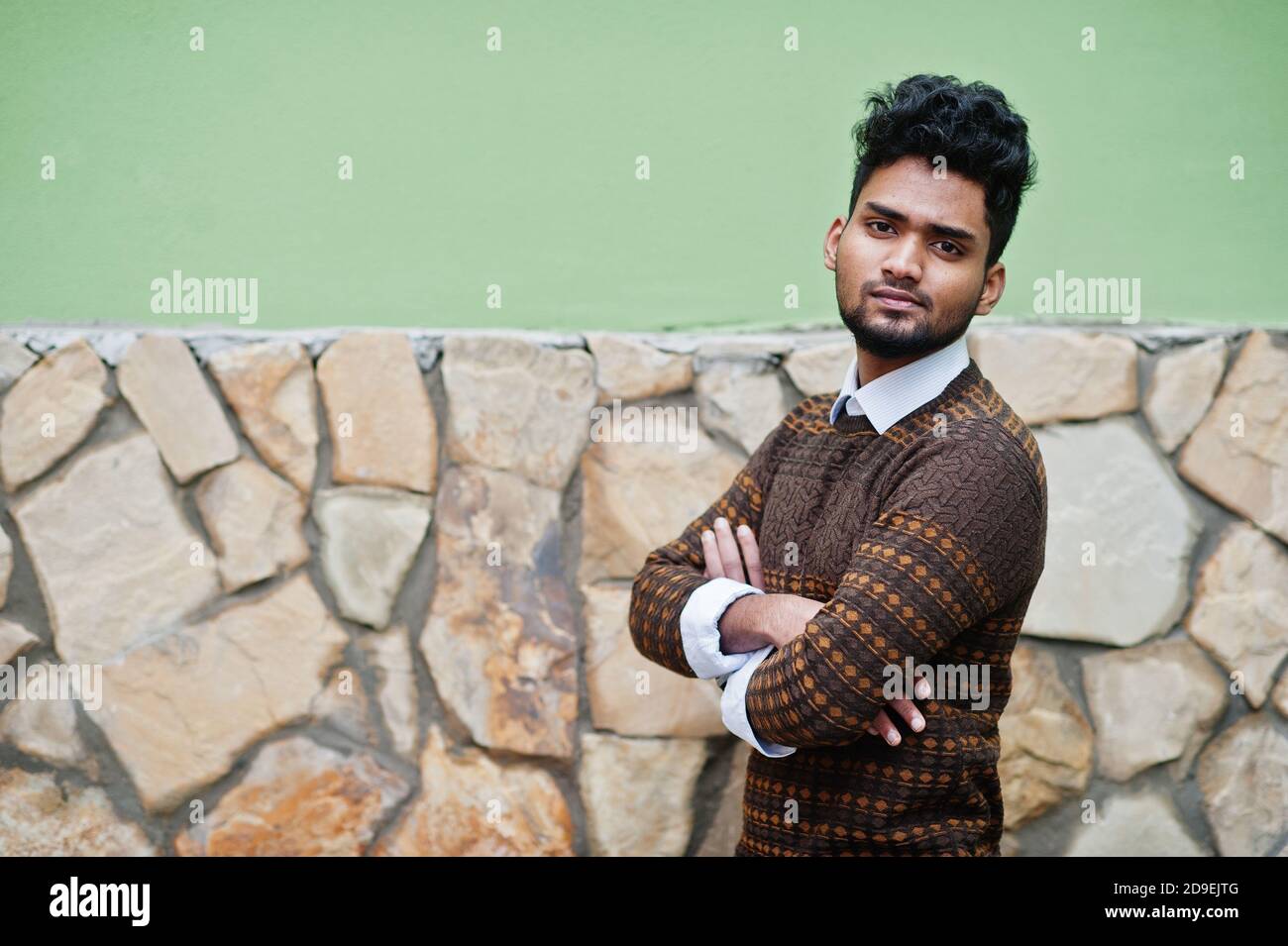 Portrait of young stylish indian man model pose in street Stock Photo ...