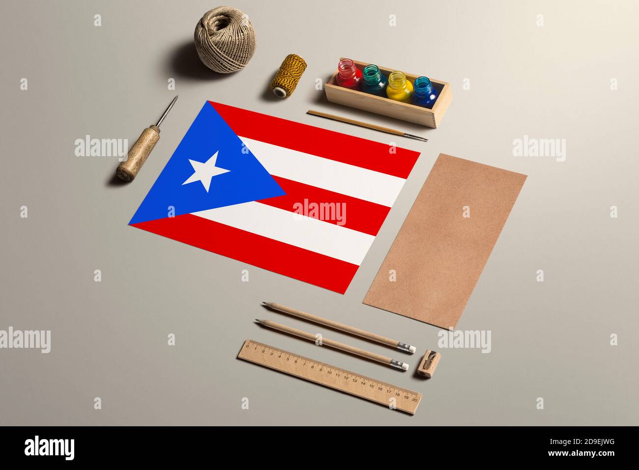 Puerto Rico calligraphy concept, accessories and tools for beautiful ...