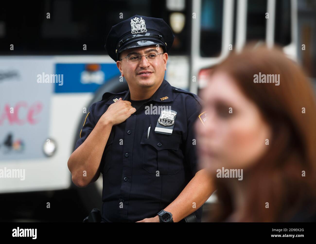 NEW YORK, USA - Sep 21, 2017: Police officers performing his duties on ...
